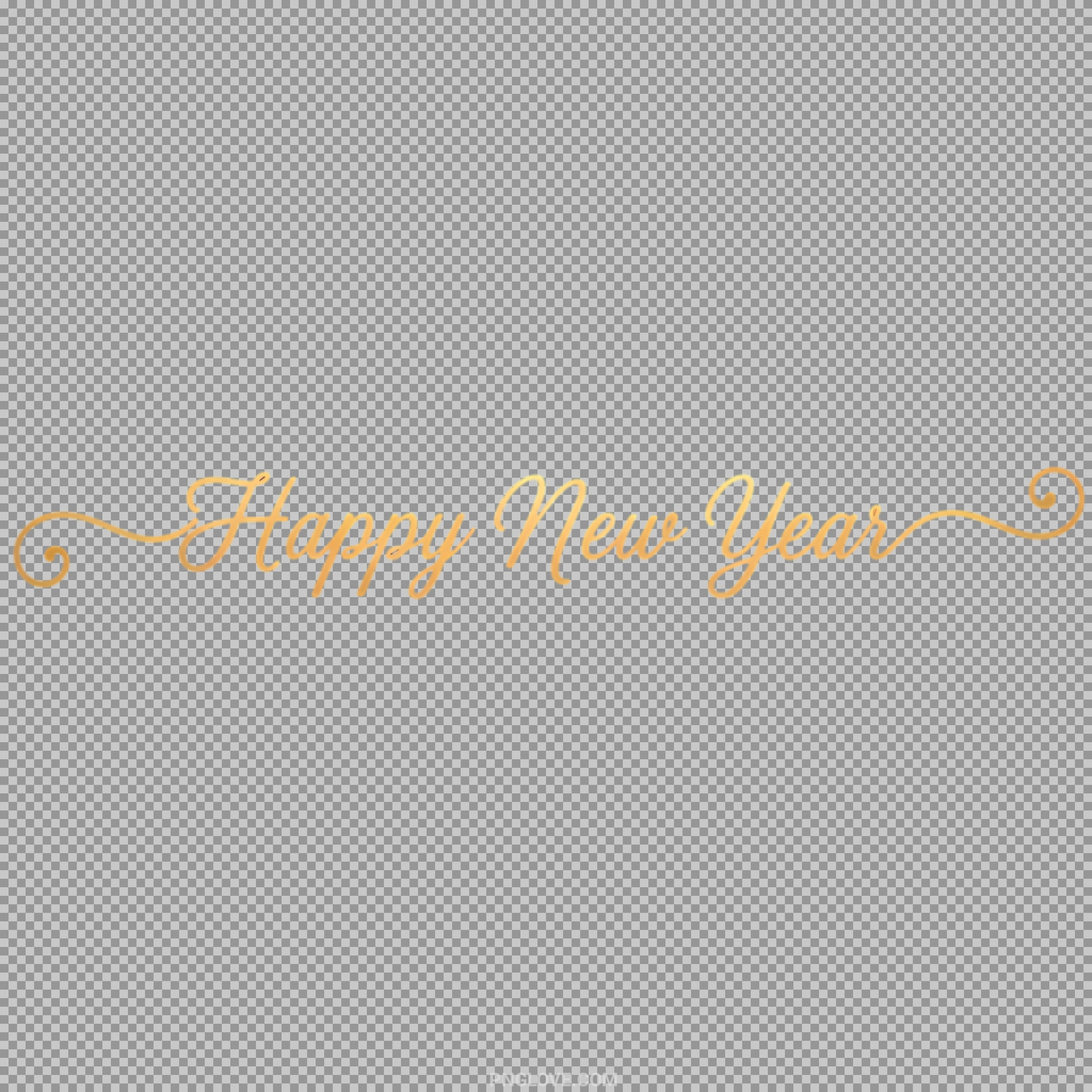Golden Script "Happy New Year" PNG | Transparent New Year Text Download